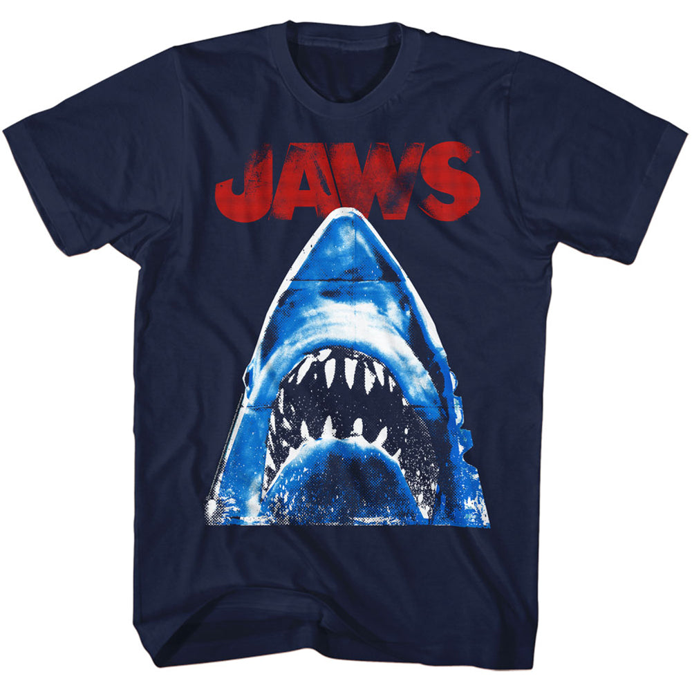 Jaws T-Shirt Shark Head Halftone Navy Tee