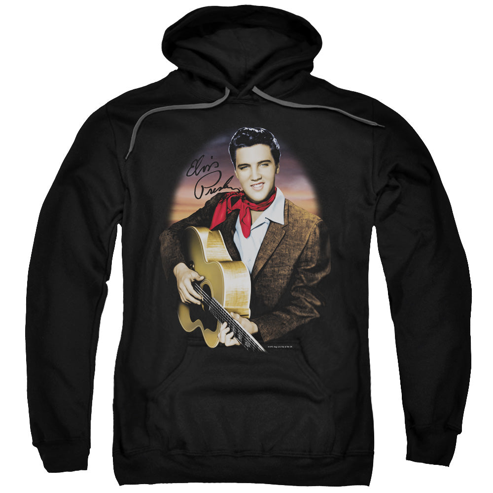 Elvis Presley Hoodie Red Scarf and Guitar Black Hoody