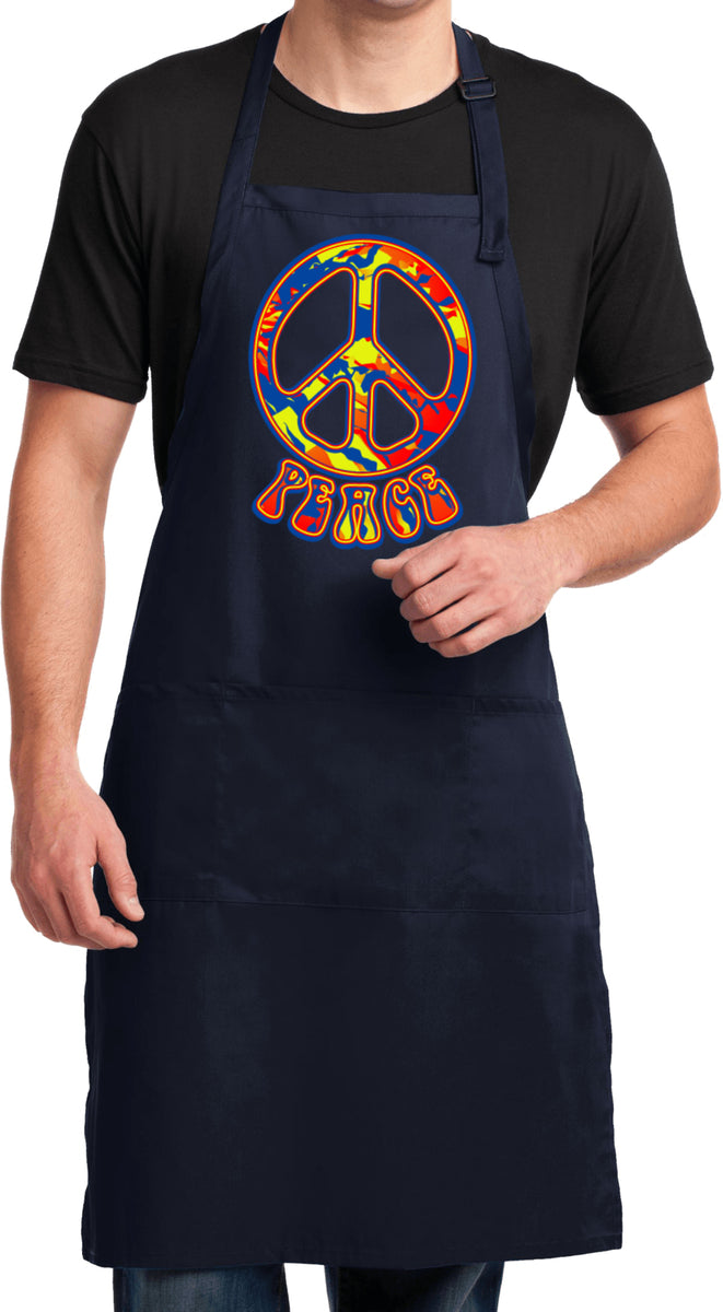 Funky Peace Sign Mens Apron