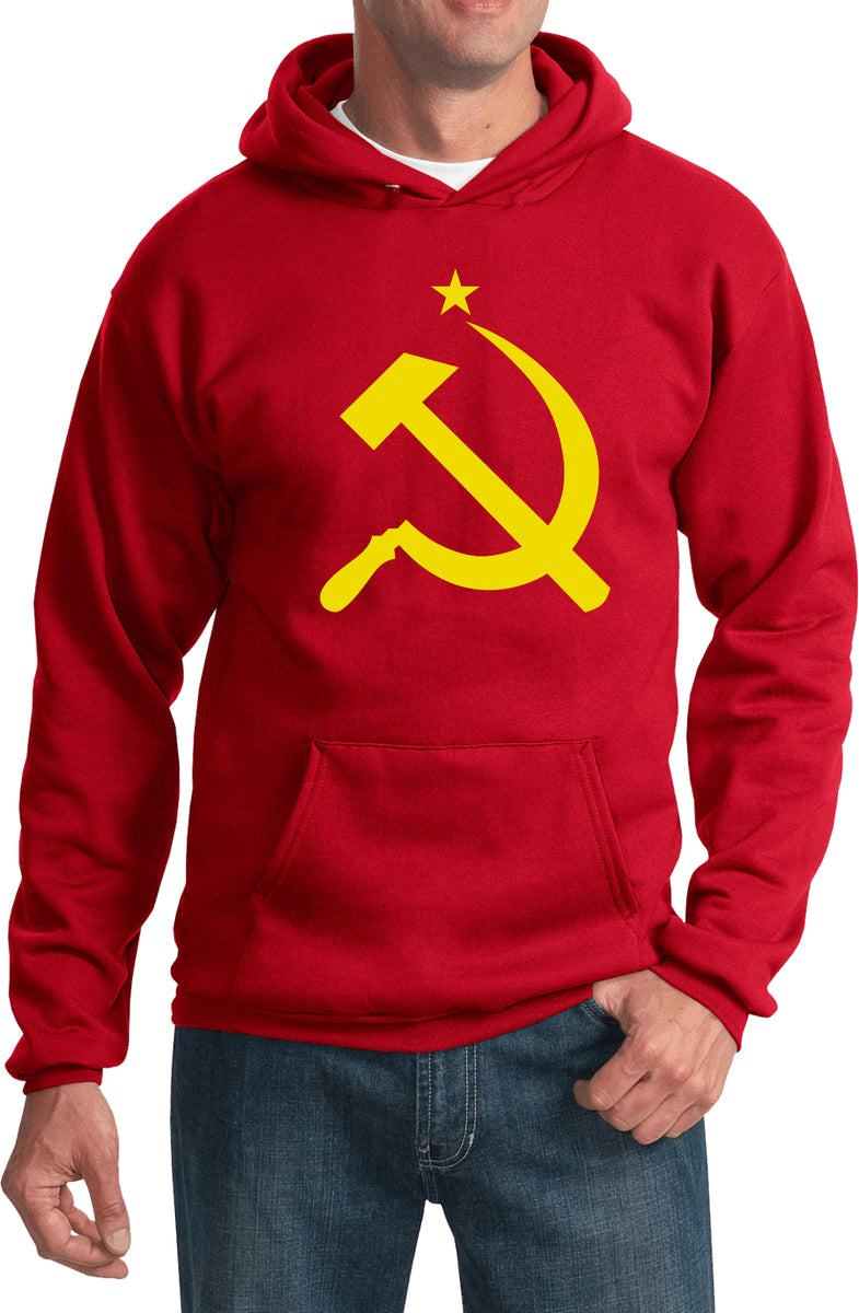 Mens Soviet Union Hoodie - Yellow Hammer and Sickle